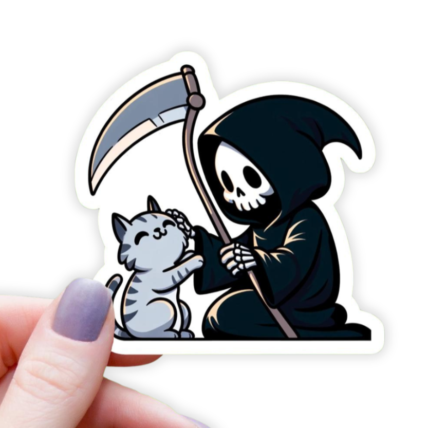 Reaper Petting Cat Sticker – Off the Wagon Shop