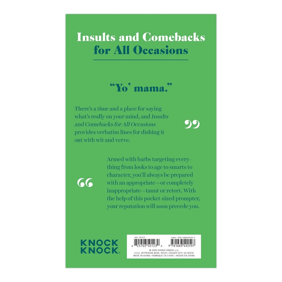 Book of Insults & Comebacks | Funny Novelty Books | Off the Wagon Shop